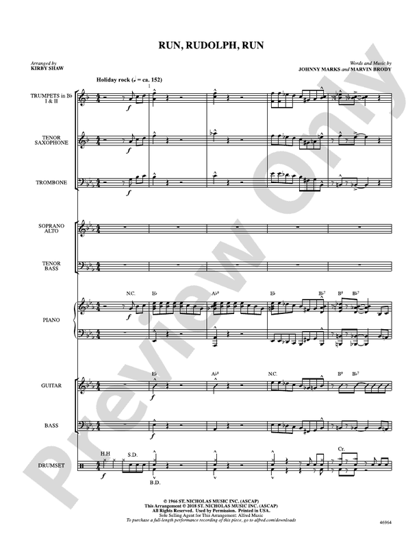 Run, Rudolph, Run: Score: Choir Score - Digital Sheet Music Download