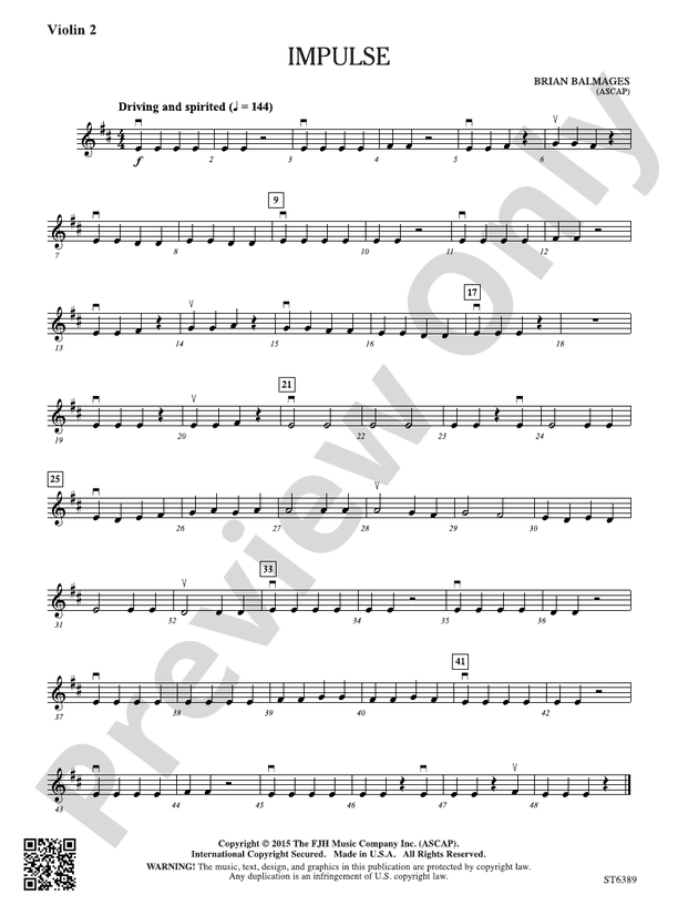 Impulse: Violin 2 (Viola T.C.): Violin 2 (Viola T.C.) Part: Brian ...