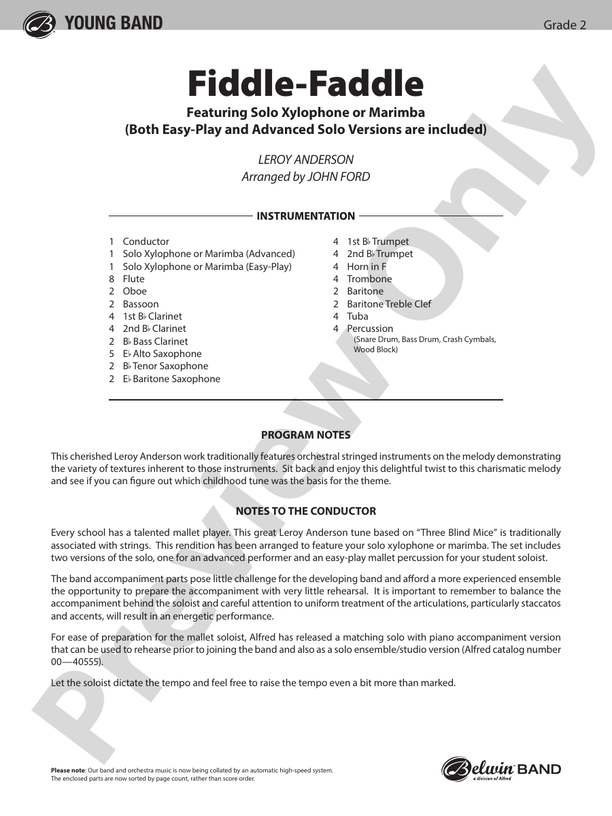 Fiddle-Faddle: Score: Concert Band Score - Digital Sheet Music Download