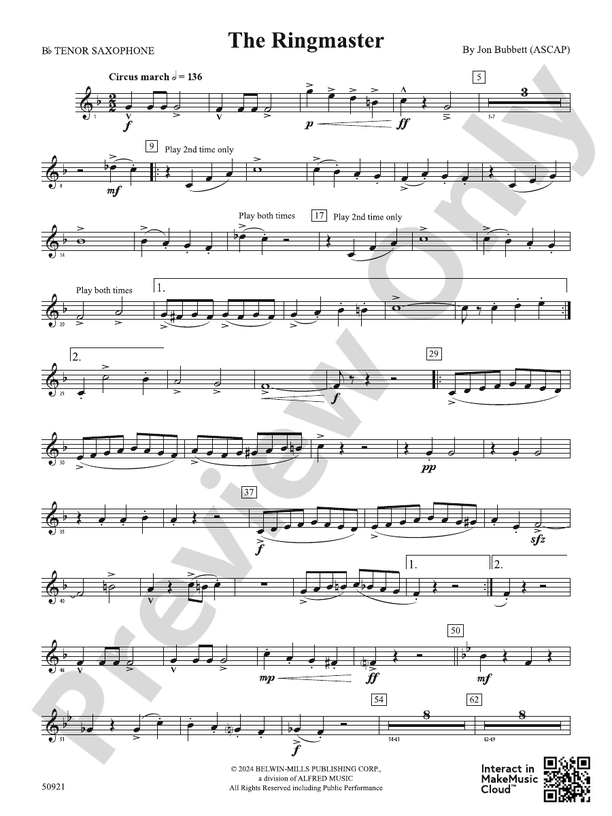 The Ringmaster: B-flat Tenor Saxophone: B-flat Tenor Saxophone Part - Digital Sheet Music Download