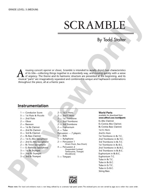 Scramble: Concert Band Conductor Score & Parts: Todd Stalter - Digital ...