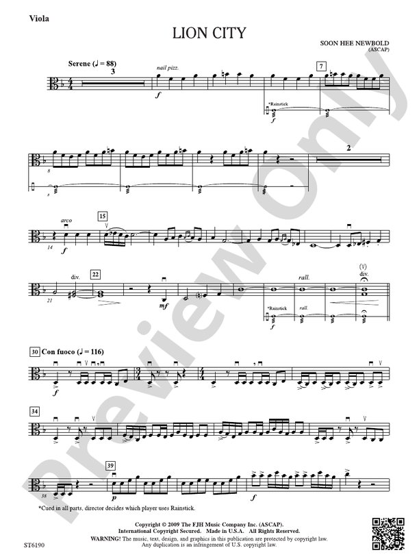 Lion City: Viola: Viola Part: Soon Hee Newbold - Digital Sheet Music ...