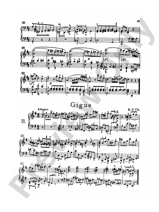Mozart: Various Piano Pieces: Gigue in G Major Part - Digital Sheet ...