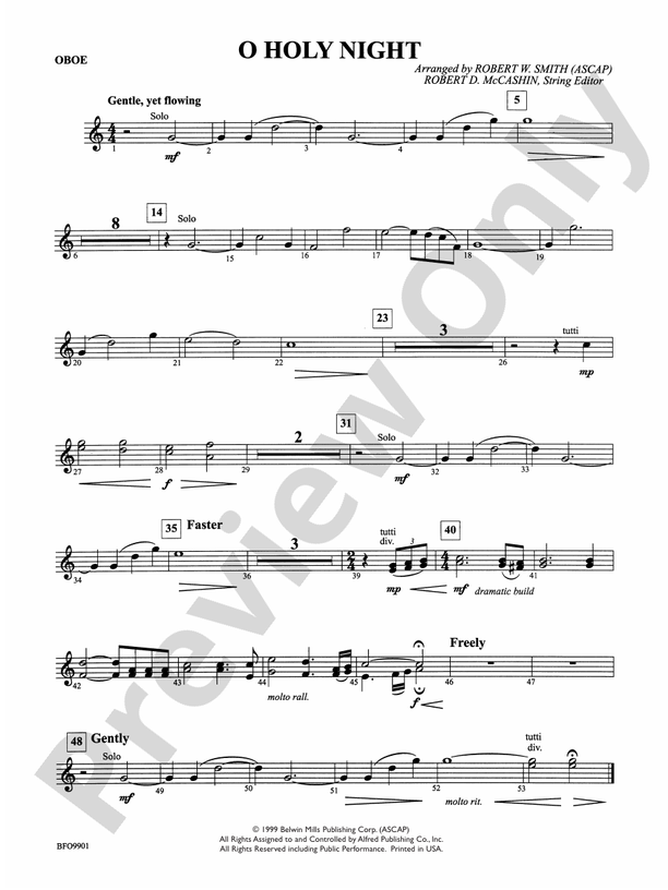 O Holy Night: Oboe: Oboe Part - Digital Sheet Music Download