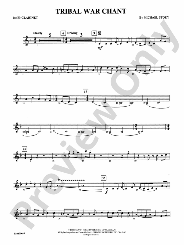 Tribal War Chant: 1st B-flat Clarinet: 1st B-flat Clarinet Part ...