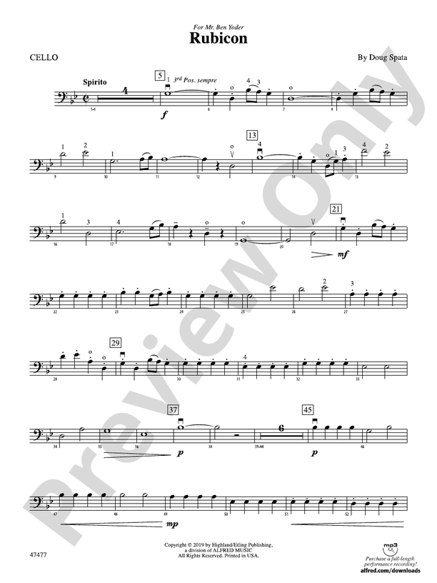 Rubicon: Cello: Cello Part - Digital Sheet Music Download