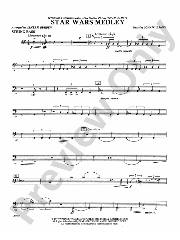 Star Wars® Medley: String Bass: String Bass Part - Digital Sheet Music ...