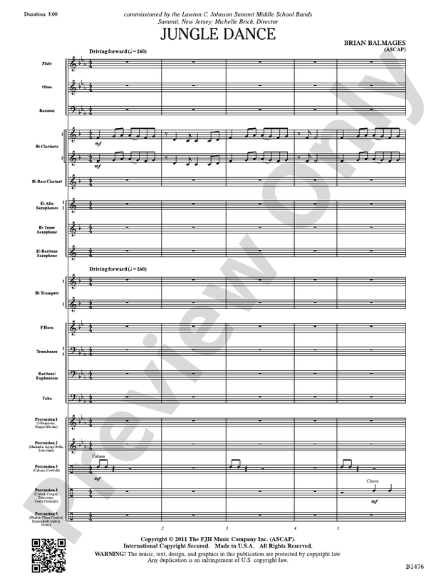 Jungle Dance: Score: Concert Band Score: Brian Balmages - Digital Sheet ...