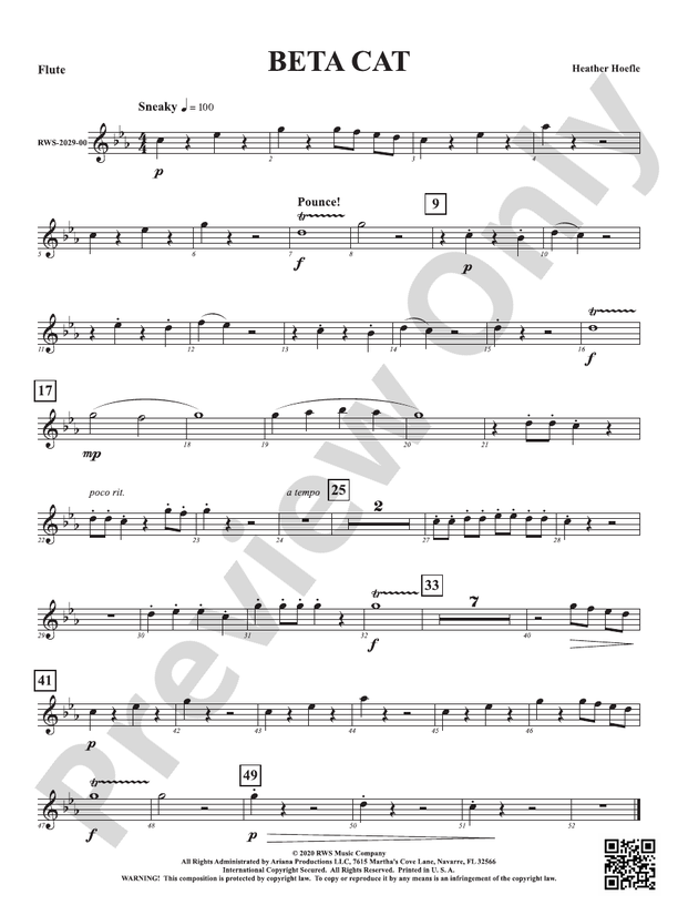 Beta Cat: 1st Flute: 1st Flute Part: Heather Hoefle - Digital Sheet ...