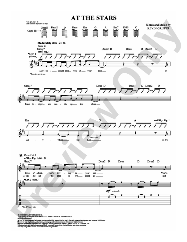 At the Stars: Guitar TAB: Better Than Ezra - Digital Sheet Music Download
