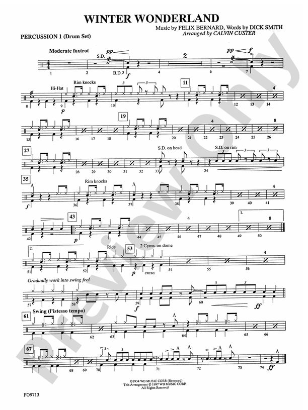 Winter Wonderland: 1st Percussion: 1st Percussion Part - Digital Sheet ...