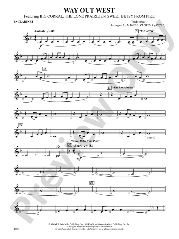 Way Out West: 1st B-flat Clarinet: 1st B-flat Clarinet Part - Digital ...