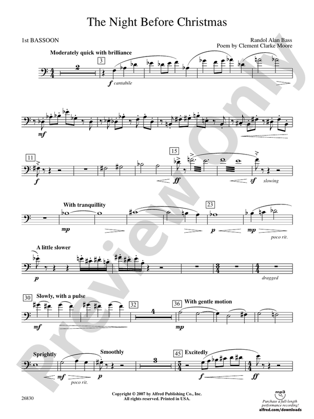 The Night Before Christmas: Bassoon: Bassoon Part - Digital Sheet Music ...