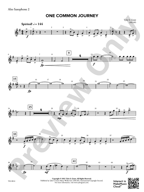 One Common Journey: 2nd E-flat Alto Saxophone: 2nd E-flat Alto Saxophone Part - Digital Sheet ...