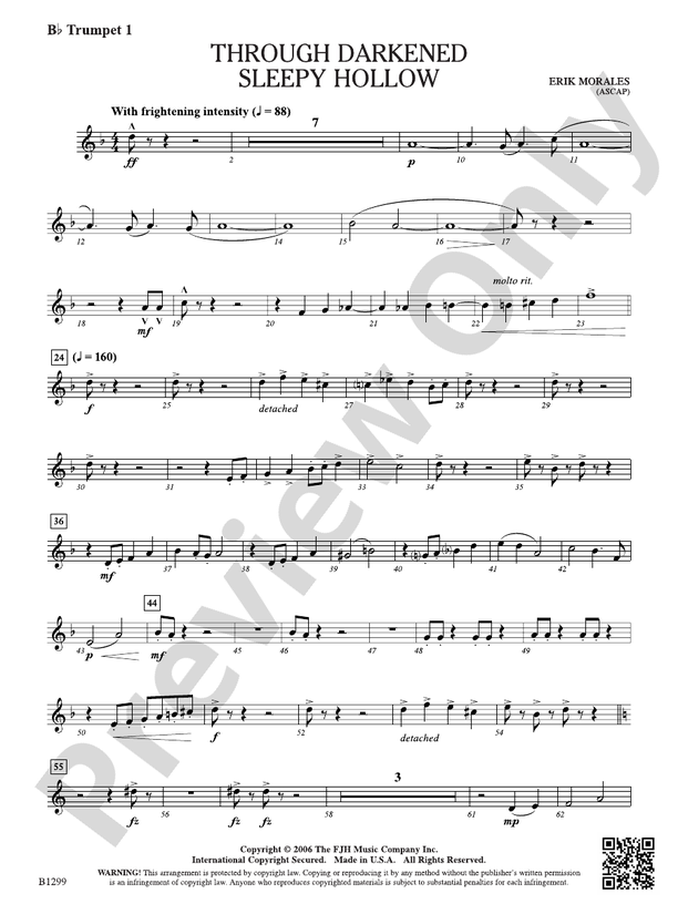 Through Darkened Sleepy Hollow: B-flat Trumpet 1: B-flat Trumpet 1 Part ...