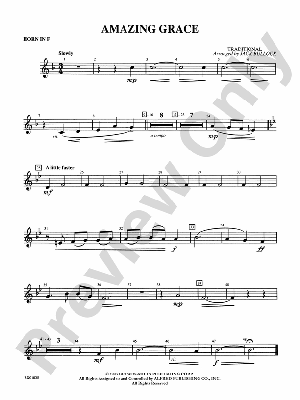 Amazing Grace: 1st F Horn: 1st F Horn Part - Digital Sheet Music Download