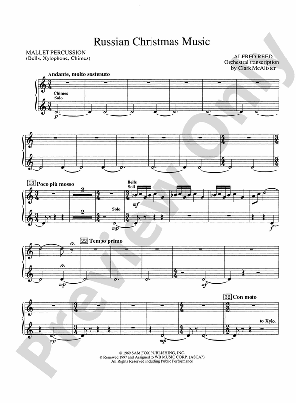 Russian Christmas Music: Mallets: Mallets Part - Digital Sheet Music ...