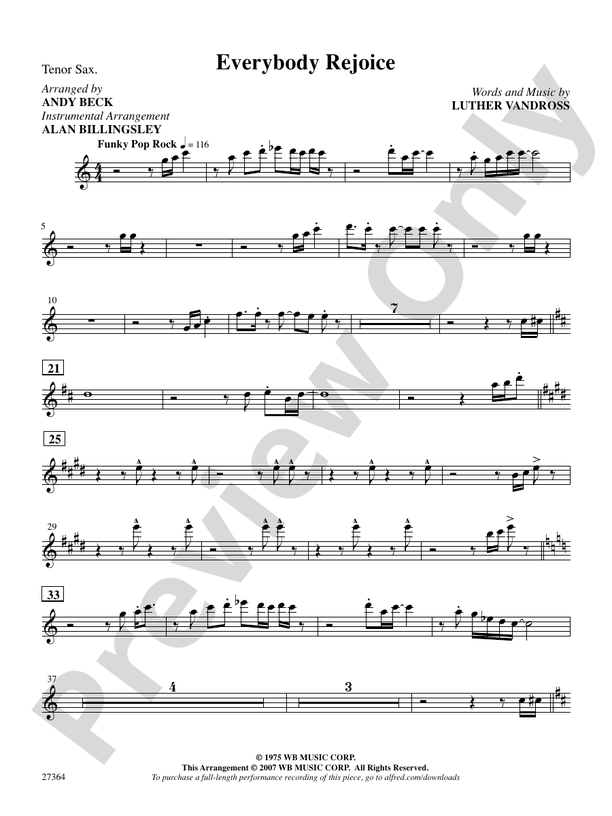 Everybody Rejoice (from The Wiz): B-flat Tenor Saxophone: B-flat Tenor ...