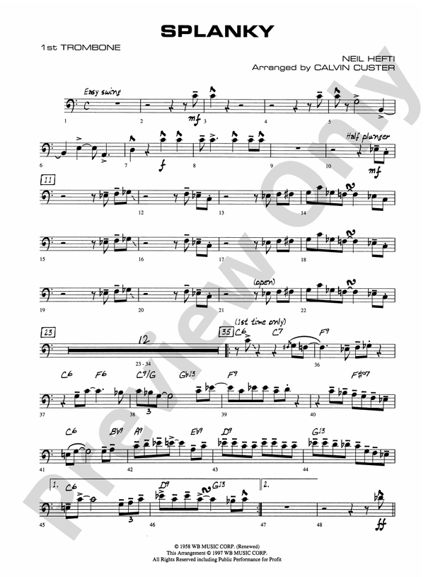 Splanky: 1st Trombone: 1st Trombone Part - Digital Sheet Music Download