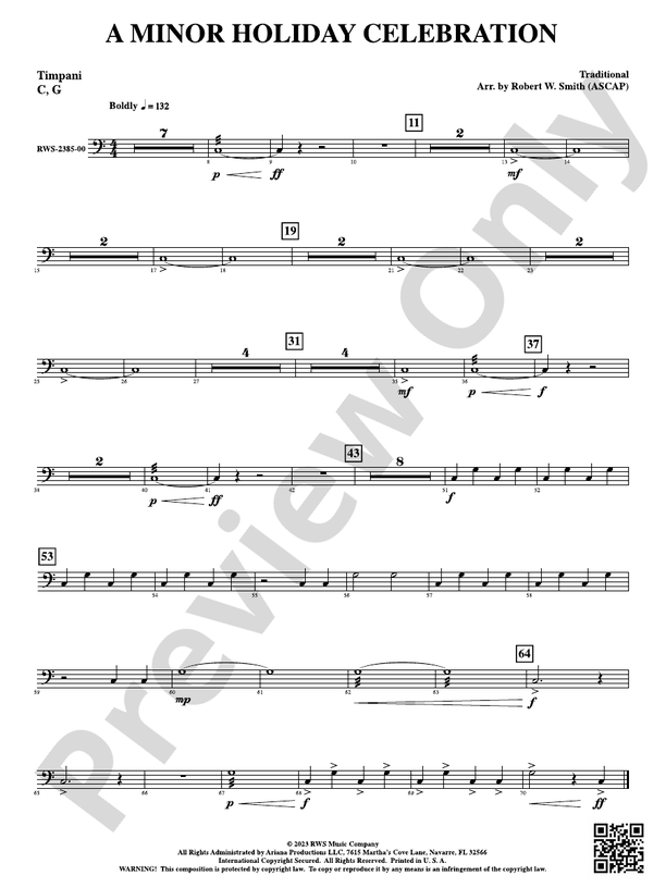 A Minor Holiday Celebration: Timpani: Timpani Part - Digital Sheet ...