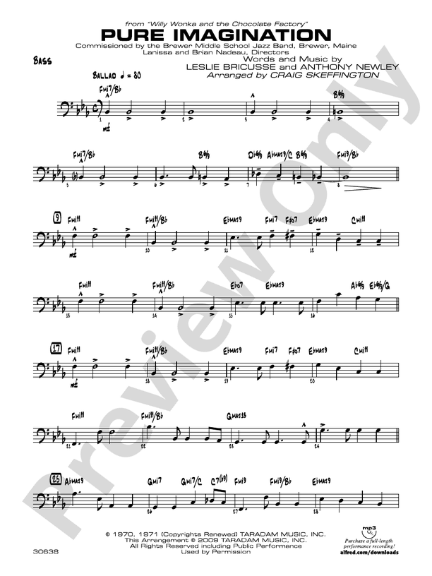 Pure Imagination (from Willy Wonka and the Chocolate Factory): String Bass: String Bass Part ...