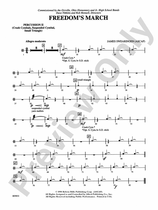 Freedom's March: 2nd Percussion: 2nd Percussion Part - Digital Sheet ...