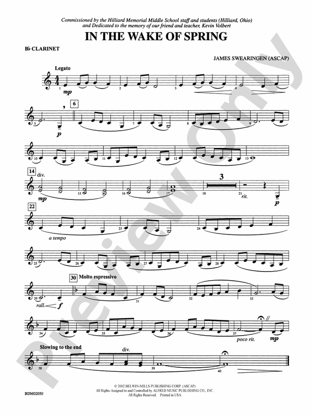 In the Wake of Spring: 1st B-flat Clarinet: 1st B-flat Clarinet Part ...