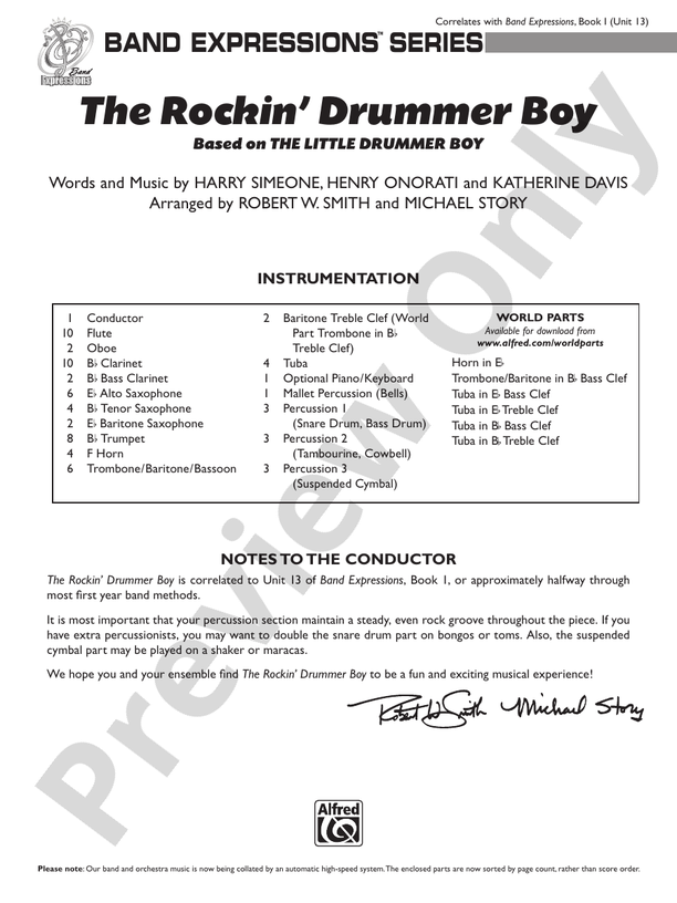 The Rockin' Drummer Boy: Score: Concert Band Score - Digital Sheet ...