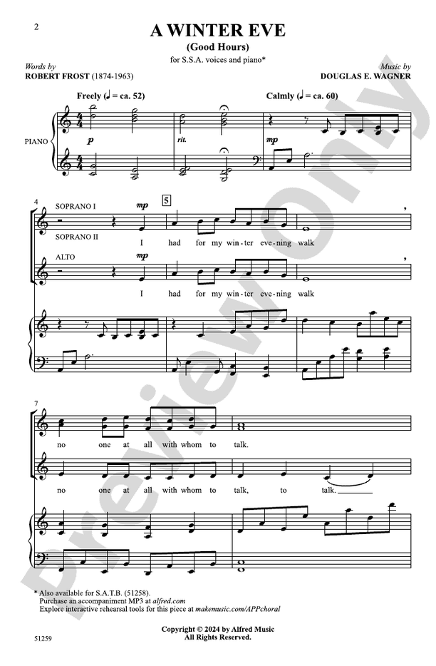A Winter Eve: : Douglas E. Wagner - Digital Sheet Music Download