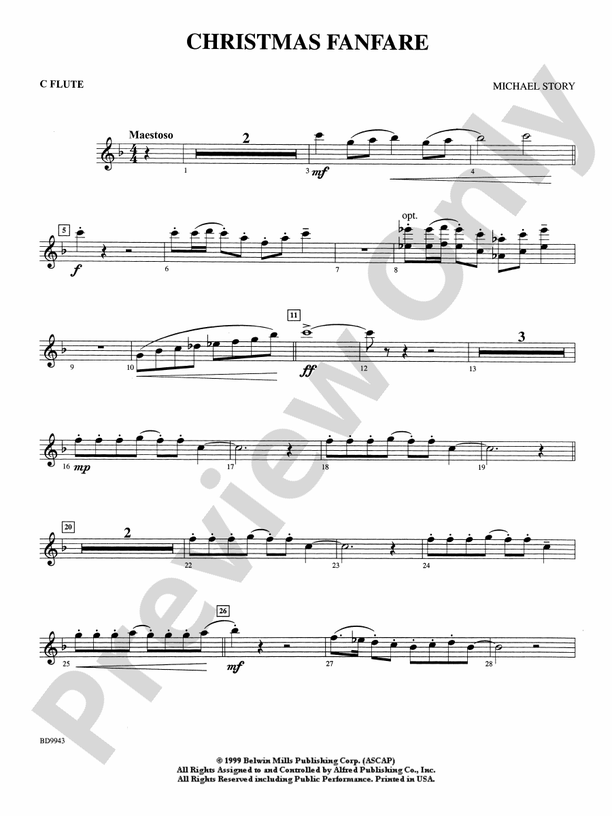 Christmas Fanfare: Flute: Flute Part - Digital Sheet Music Download