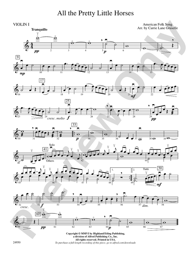 All the Pretty Little Horses: 1st Violin: 1st Violin Part - Digital ...