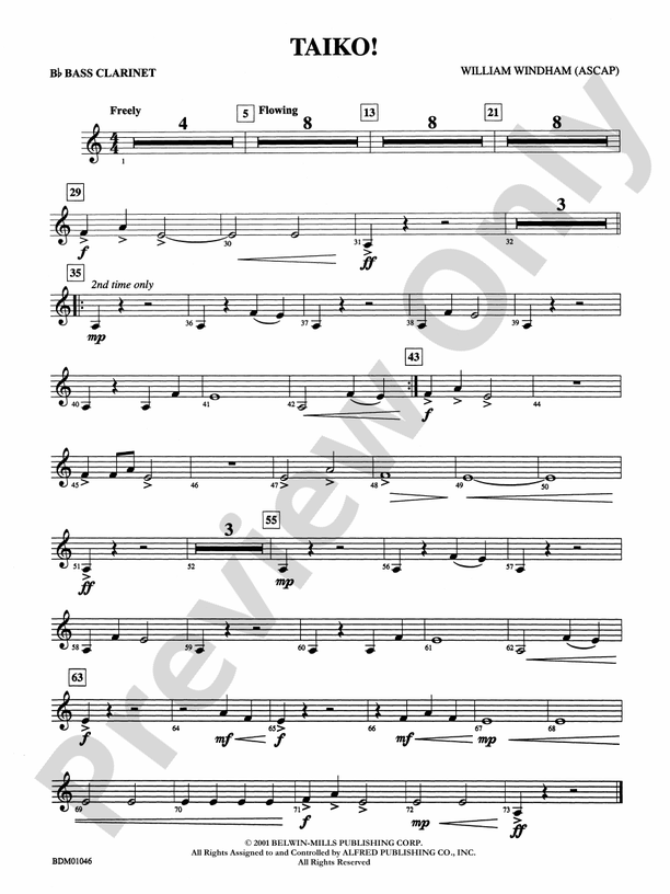Taiko!: B-flat Bass Clarinet: B-flat Bass Clarinet Part - Digital Sheet ...