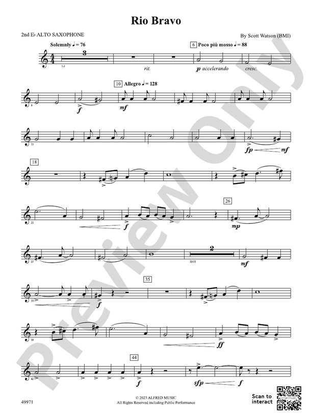 Rio Bravo: 2nd E-flat Alto Saxophone: 2nd E-flat Alto Saxophone Part ...