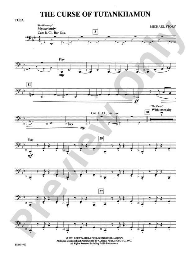 The Curse of Tutankhamun: Tuba: Tuba Part - Digital Sheet Music Download