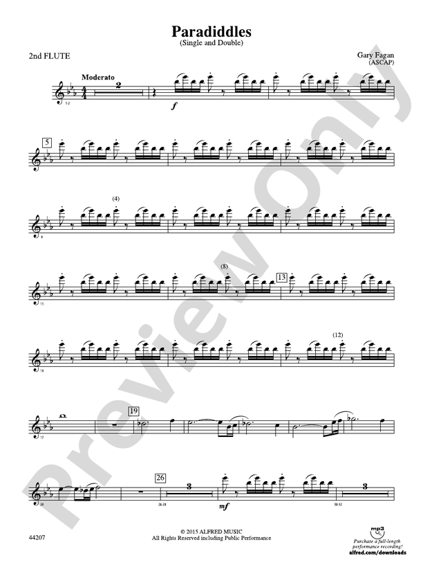 Paradiddles: 2nd Flute: 2nd Flute Part - Digital Sheet Music Download