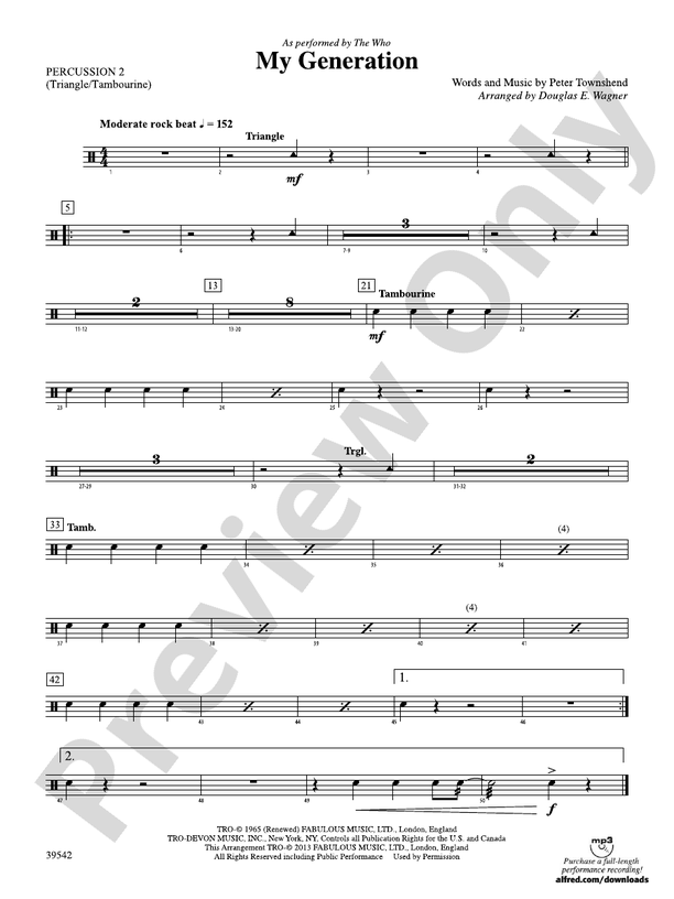 My Generation: 2nd Percussion: 2nd Percussion Part - Digital Sheet Music Download
