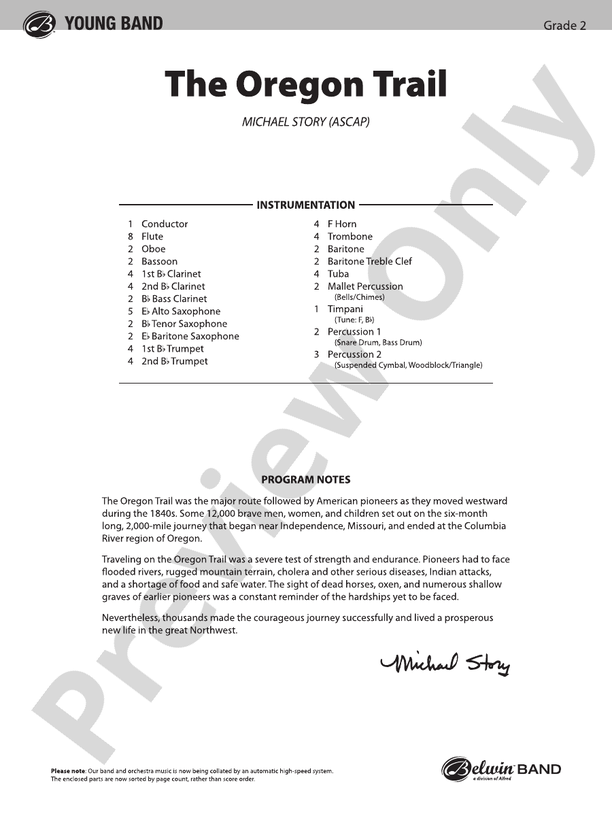 The Oregon Trail: Score: Concert Band Score - Digital Sheet Music Download