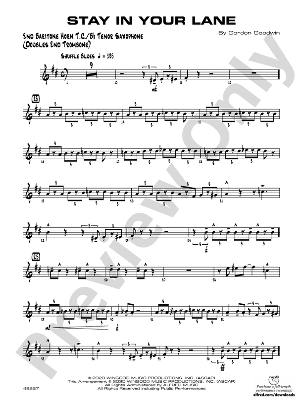 Stay in Your Lane: 2nd Baritone T.C.: 2nd Baritone T.C. Part - Digital Sheet Music Download