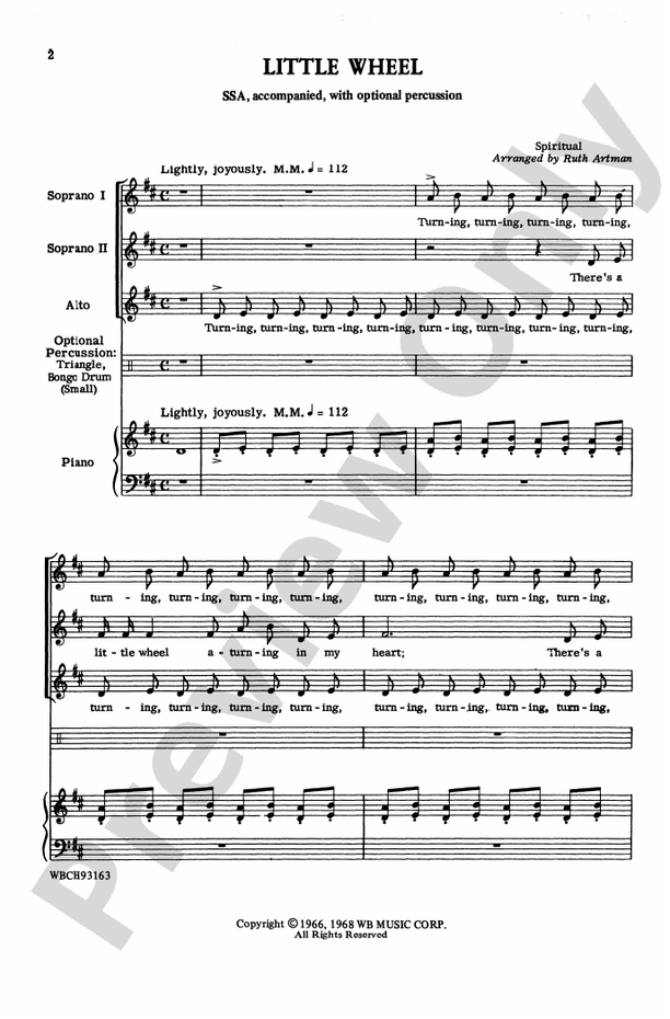 Little Wheel: SSA Choral Octavo - Digital Sheet Music Download