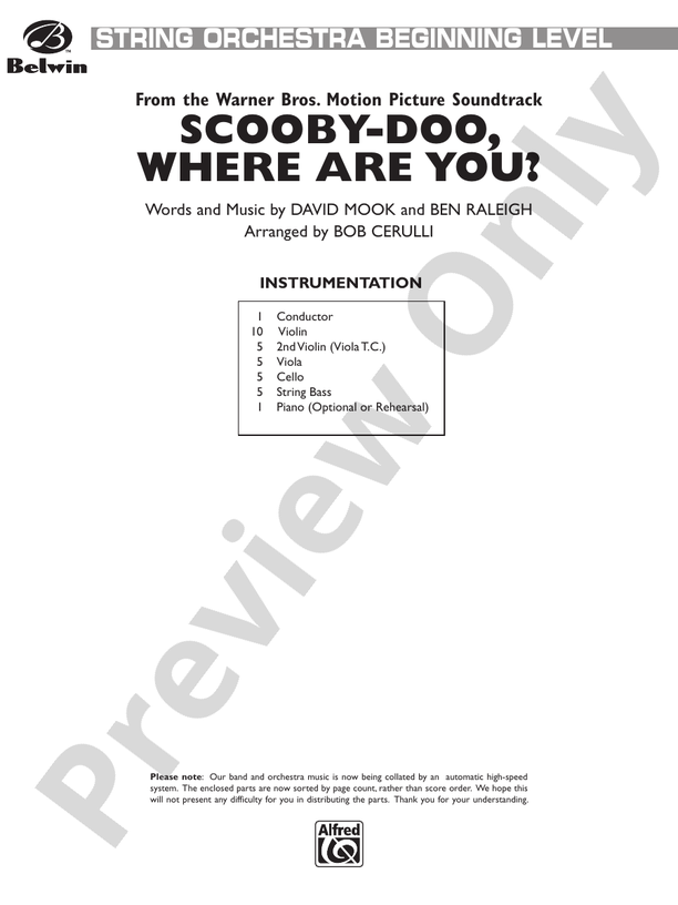 Scooby-Doo, Where Are You?: Score: String Orchestra Score - Digital ...