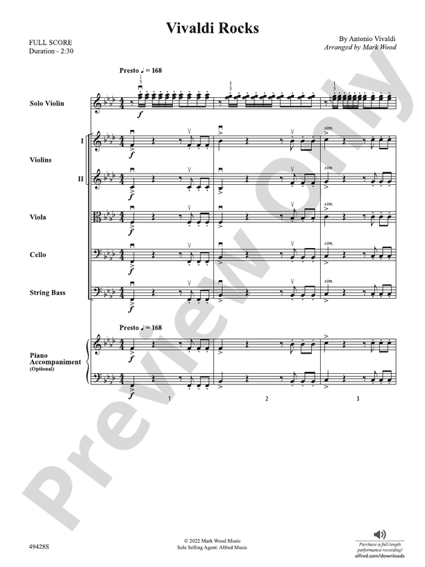 Vivaldi Rocks: String Orchestra Conductor Score & Parts: Antonio ...
