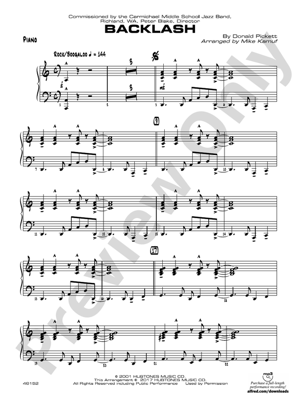Backlash: Piano Accompaniment: Piano Accompaniment Part - Digital Sheet ...