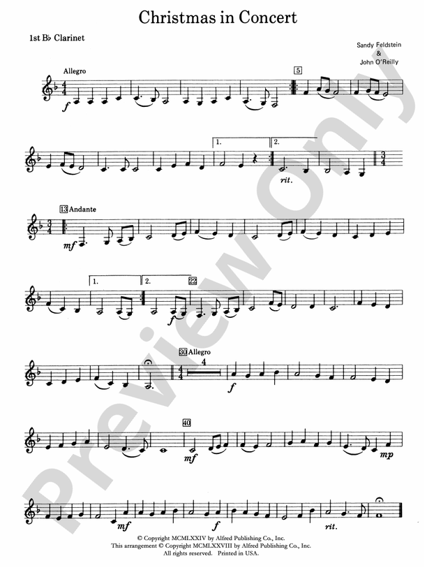 Christmas in Concert: 1st B-flat Clarinet: 1st B-flat Clarinet Part ...