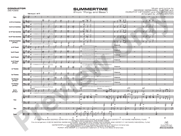 Summertime: Score: Vocal Jazz Score - Digital Sheet Music Download