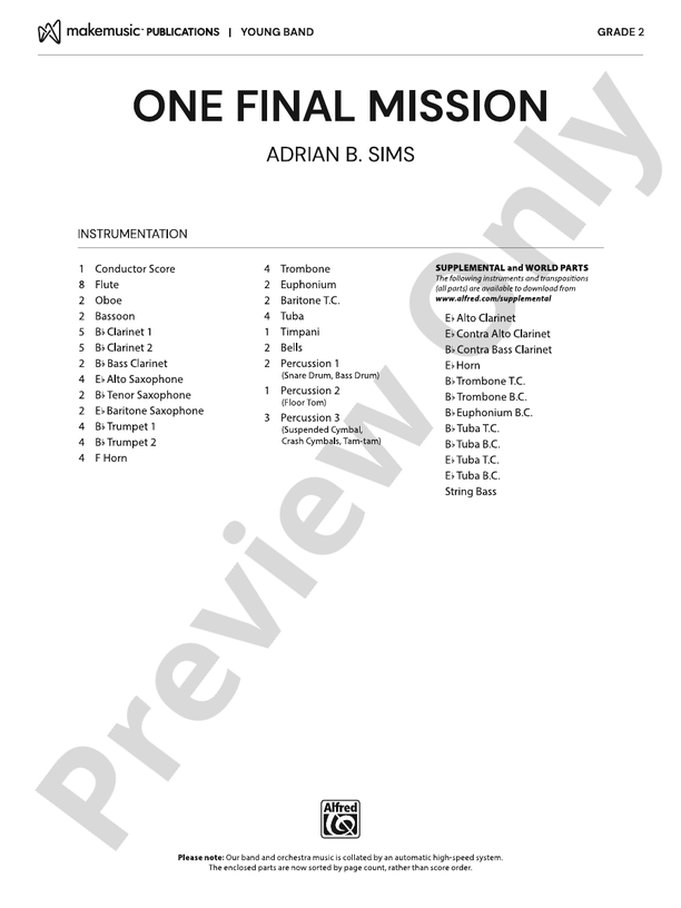 One Final Mission: Score: Concert Band Score - Digital Sheet Music Download