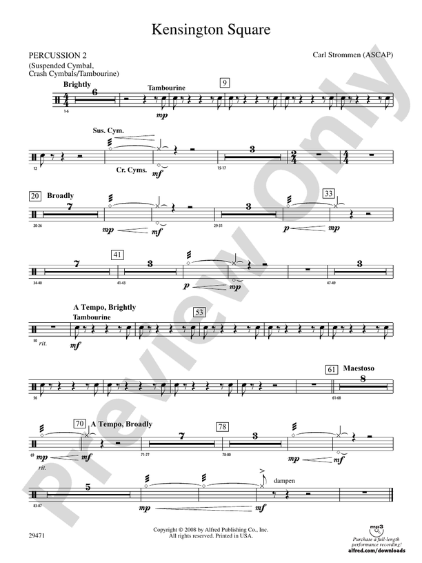 Kensington Square: 2nd Percussion: 2nd Percussion Part - Digital Sheet ...