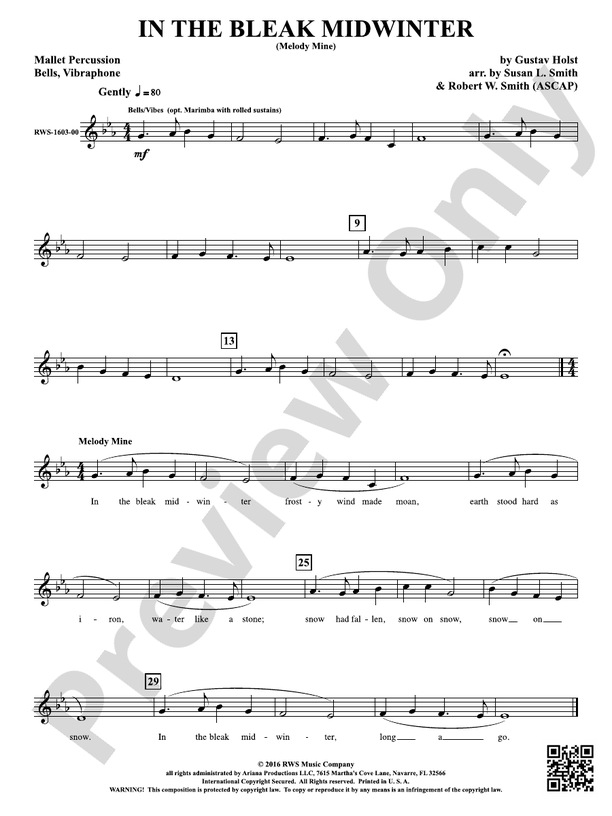 In the Bleak Midwinter: 1st Mallet Percussion: 1st Mallet Percussion ...