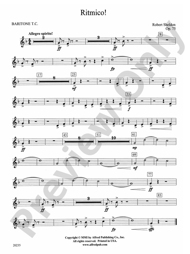 Ritmico!: Baritone T.C.: Baritone T.C. Part - Digital Sheet Music Download