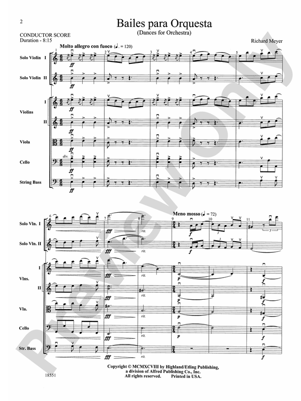 Bailes para Orquesta (For Two Solo Violins and String Orchestra): String Orchestra Conductor ...