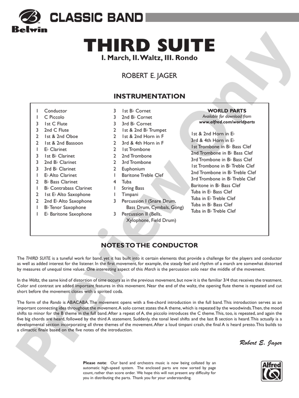Third Suite (I. March, II. Waltz, III. Rondo): Score: Concert Band ...